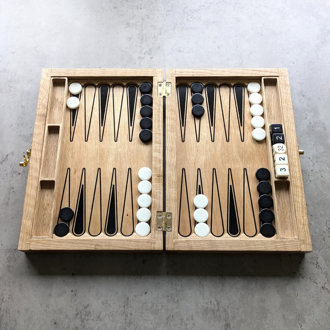Rustic Solid Oak Backgammon Set Approx 2/3 Full Size - Etsy