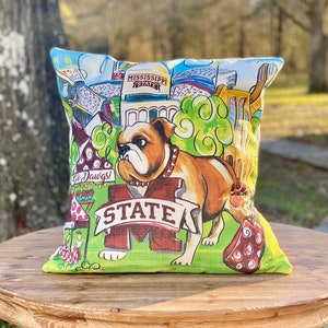 Mississippi State Pillow || MSU Collage Pillow || Bulldog Pillow ...