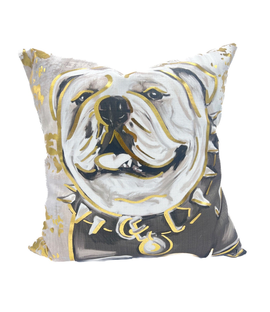 Gold Foil Bulldog Mascot Pillow || Gold Foil Bulldog Art || 24x24 ...