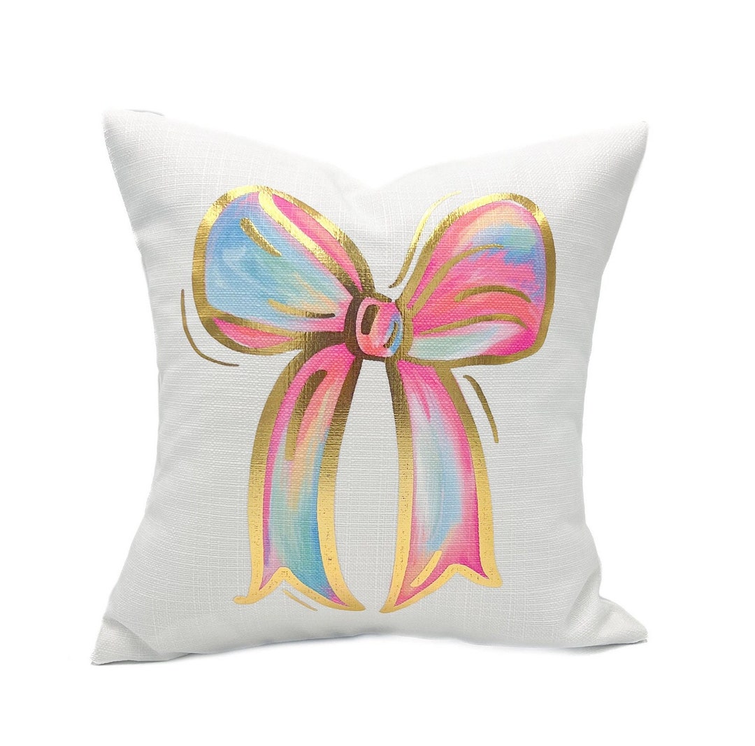 Gold Foil Colorful Bow Pillow || Bow Throw Pillow || Trendy Bow Pillow ...