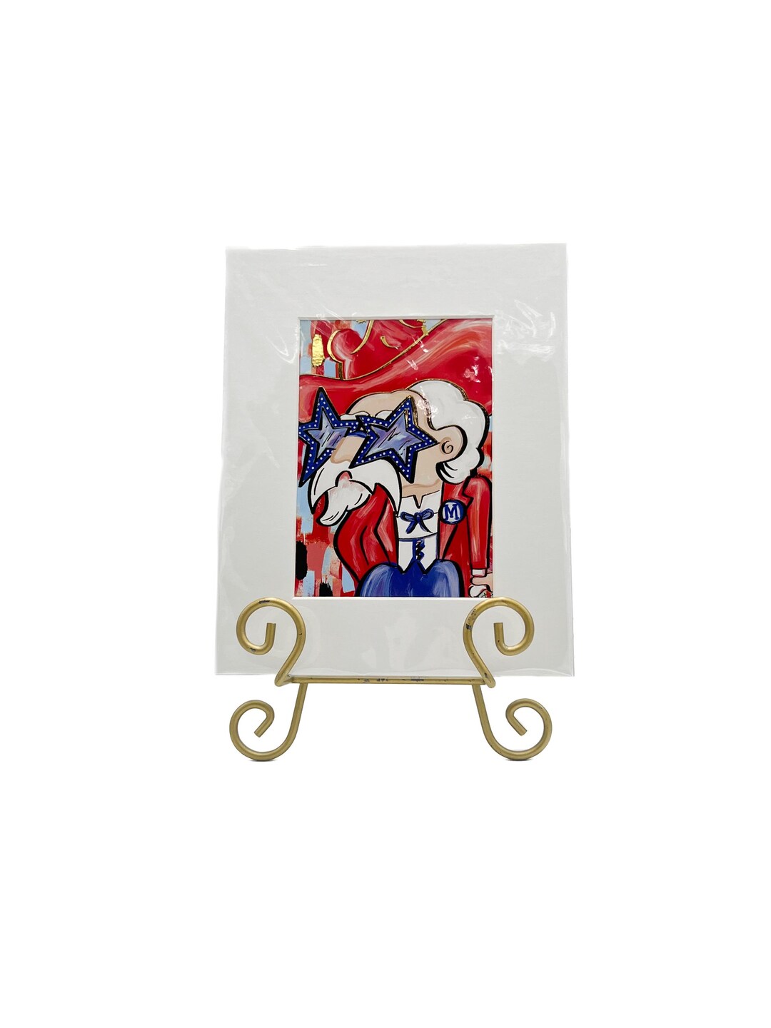 Gold Foil Red & Blue Preppy Colonel Rebel Print 5x7 Rebel Art Print 947 ...