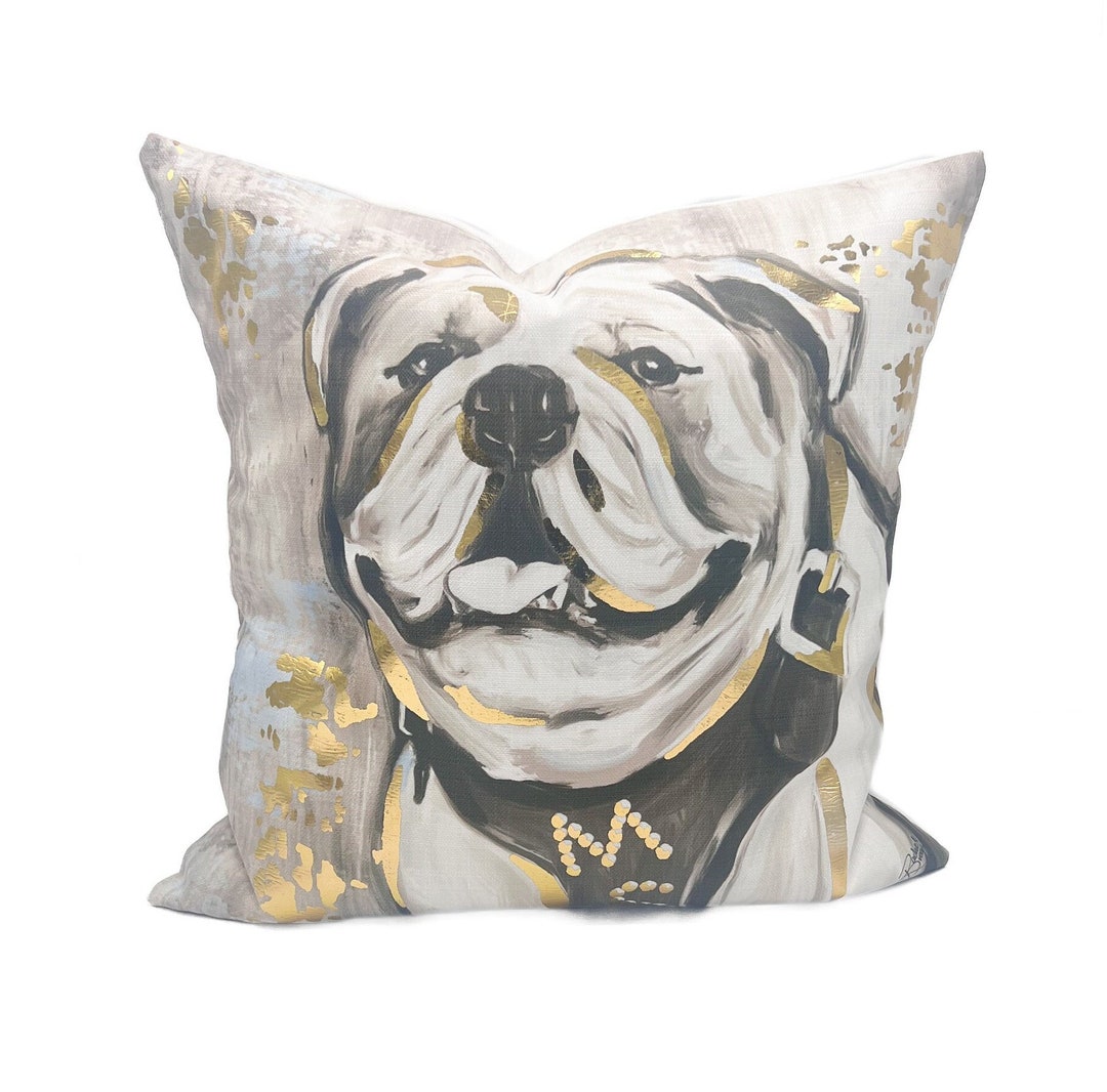 Gold Foil Mississippi State Bulldog Pillow || Gold Foil Bulldog Art ...