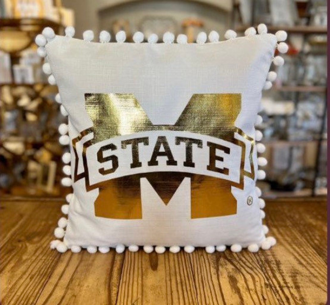 Gold Foil Mississippi State Logo Pillow MSU Pillow Mississippi State ...
