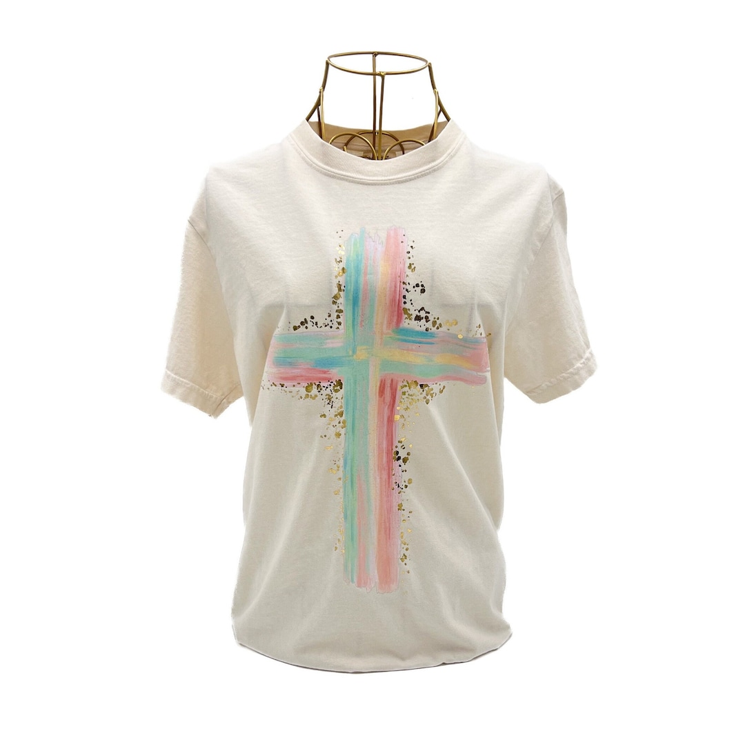Gold Foil Pastel Cross Tshirt || Cross Tshirt - 913 - Etsy