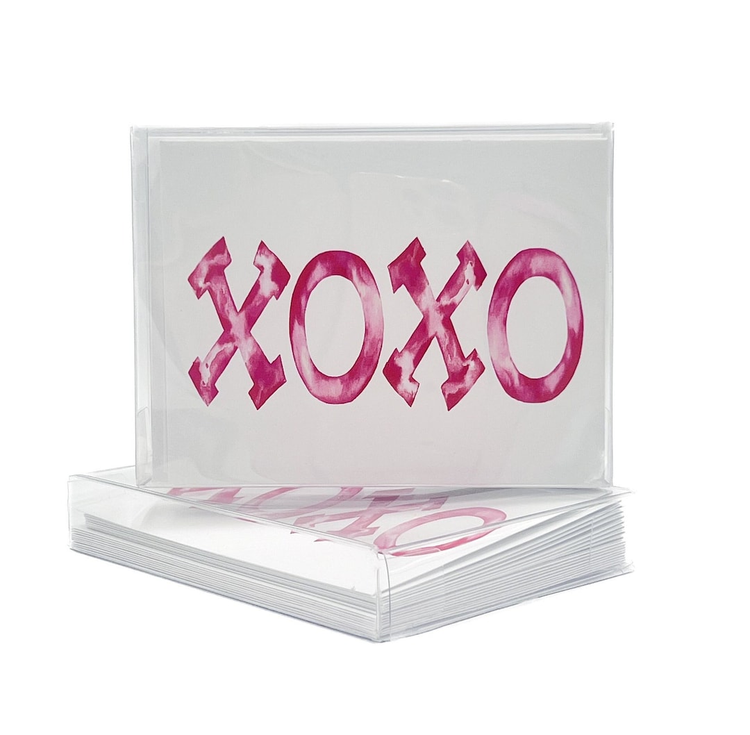 Watercolor Pink XOXO Folded Notes || Valentines Cards - 162 - Etsy