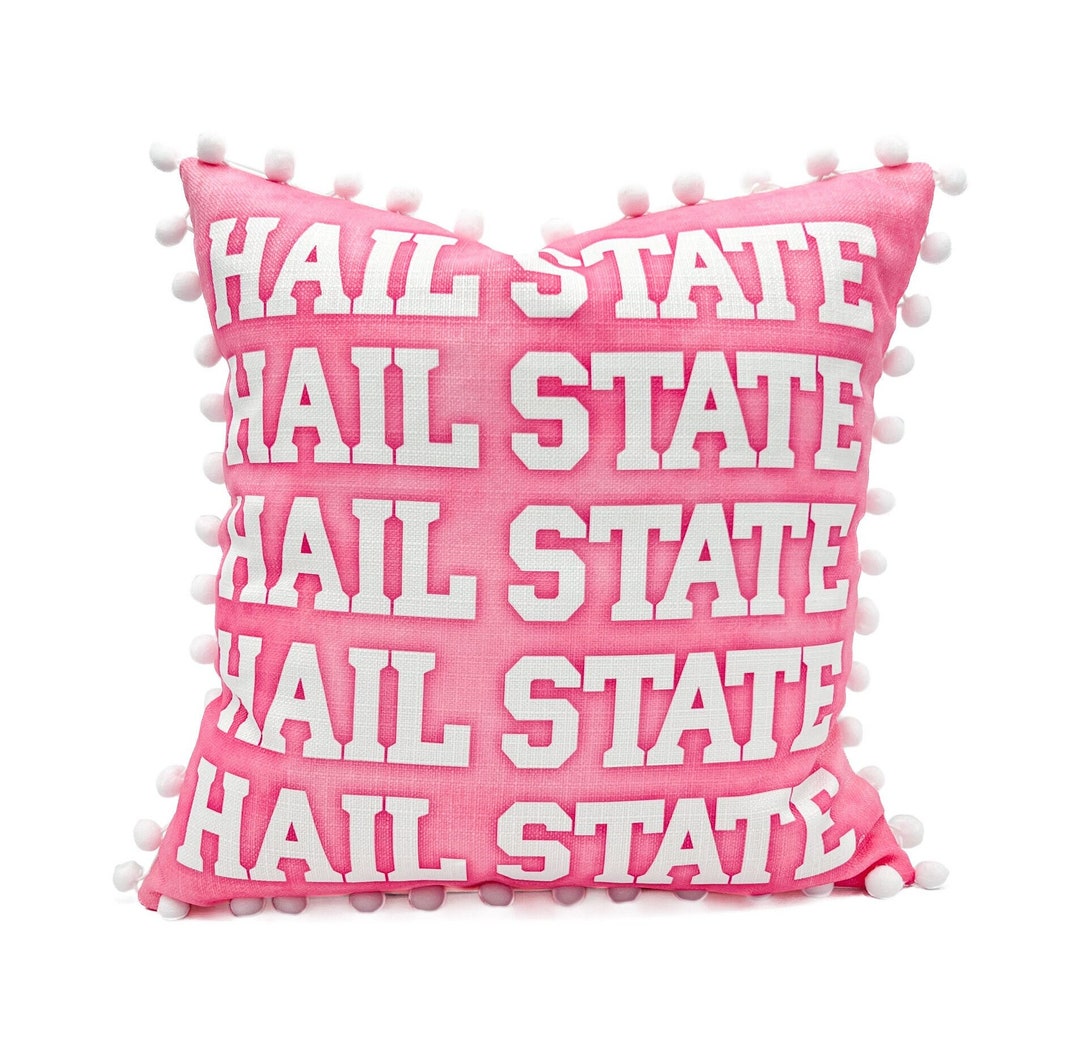 Pink Hail State Pillow || MSU Pillow || Mississippi State Pillow || Pom ...