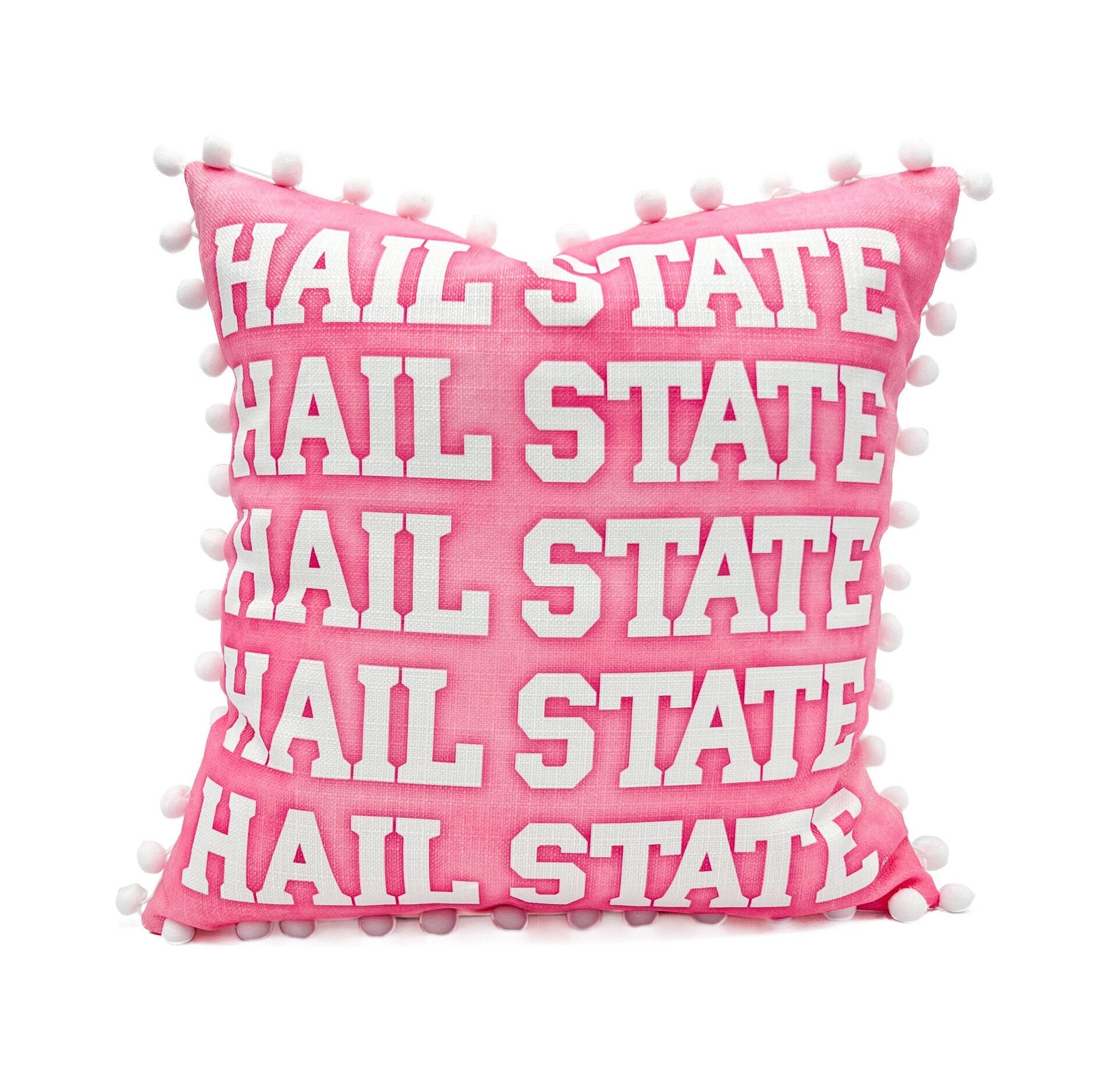 Pink Hail State Pillow || MSU Pillow || Mississippi State Pillow || Pom ...