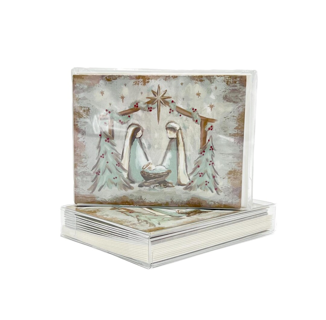 Christmas Manger Folded Notes || Christmas Cards || Nativity Stationary ...