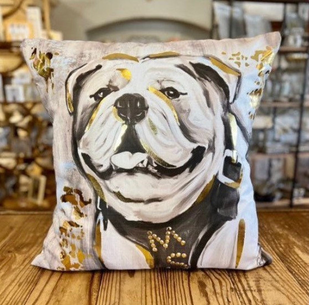 Gold Foil Mississippi State Bulldog Pillow Gold Foil Bulldog Art 24x24 ...