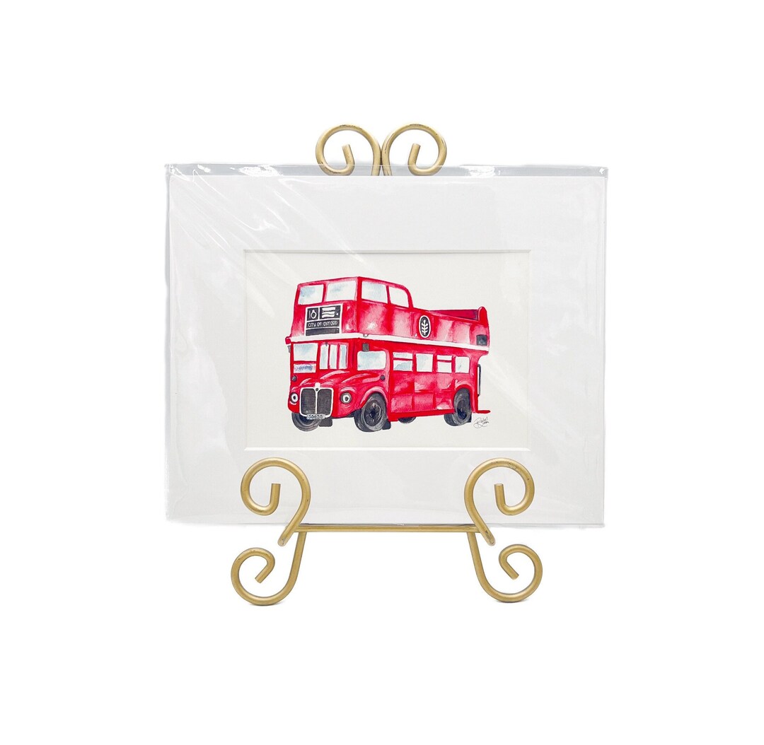 Watercolor Double Decker Bus Art Print || Oxford MS Matted Print - 407 ...