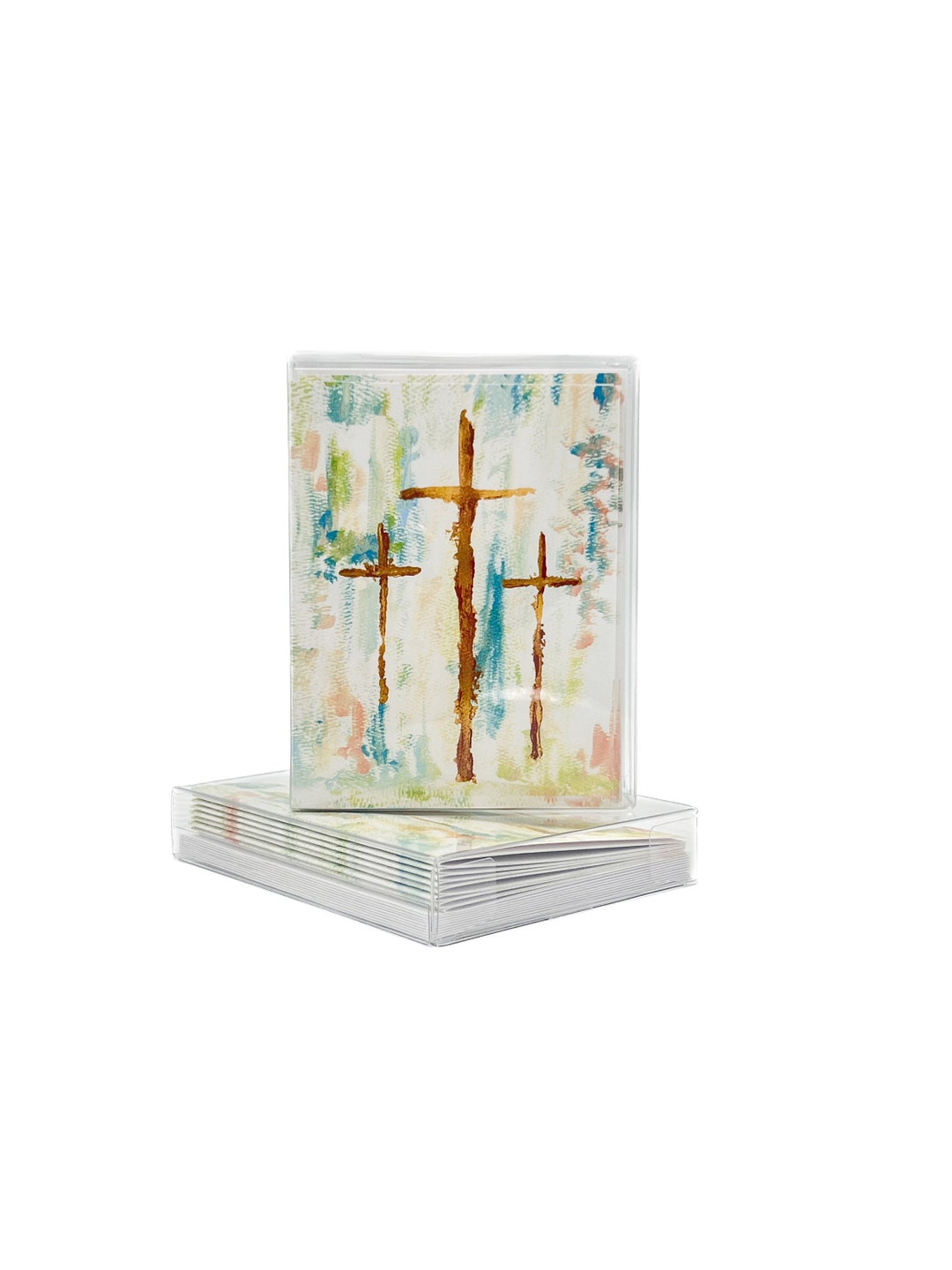 3 Crosses Folded Notes Cross Note Cards Box of 10 Folded Notes Thank ...