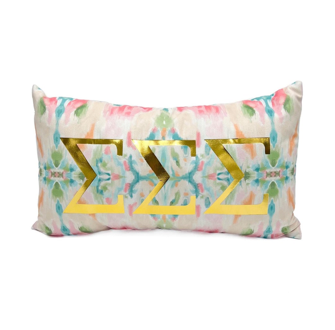 Gold Foil Sigma Sigma Sigma Velvet Kaleidoscope Pillow || Sorority ...