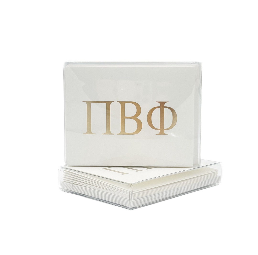 Pi Beta Phi Box of 8 Gold Foil Folded Notes PBP Note Cards Greek ...