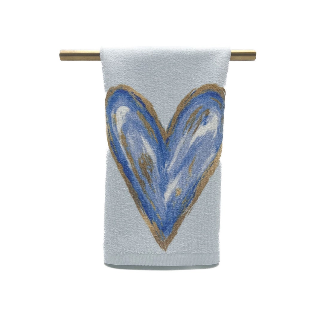 Blue Heart Tea Towel Heart Kitchen Towel Valentines Tea Towel 1047 - Etsy