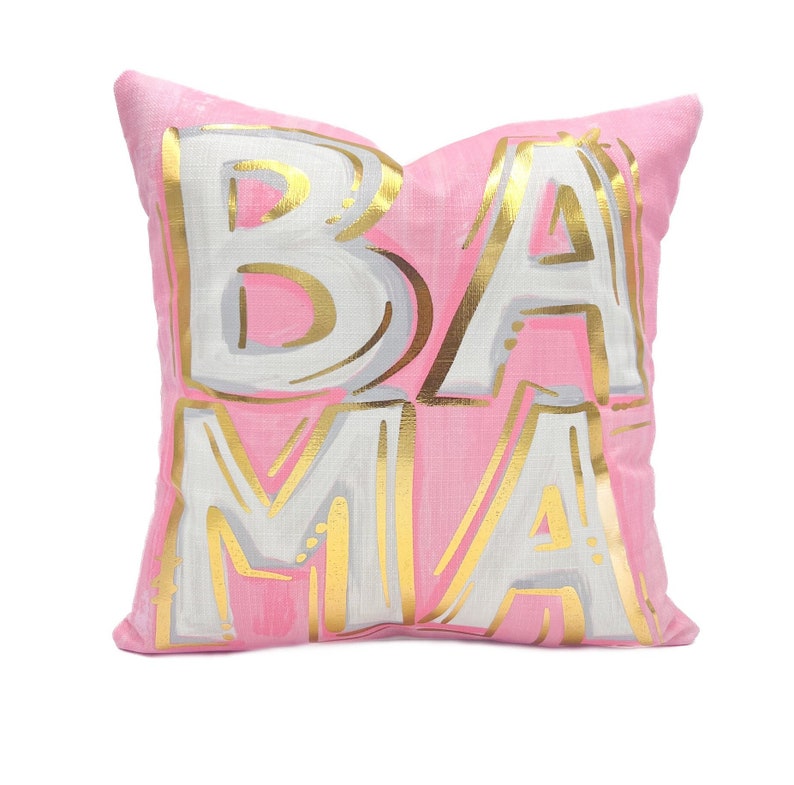 Light Pink BAMA Pillow || Gold Foil Pillow || Alabama Pillow - 1180 - Etsy