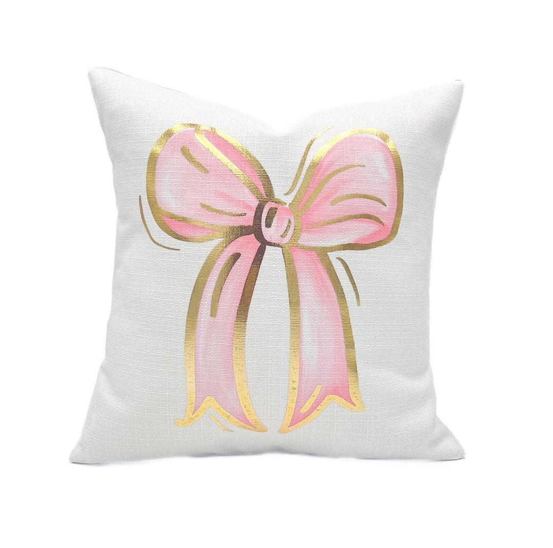 Gold Foil Light Pink Bow Pillow || Bow Throw Pillow - 1193 - Etsy
