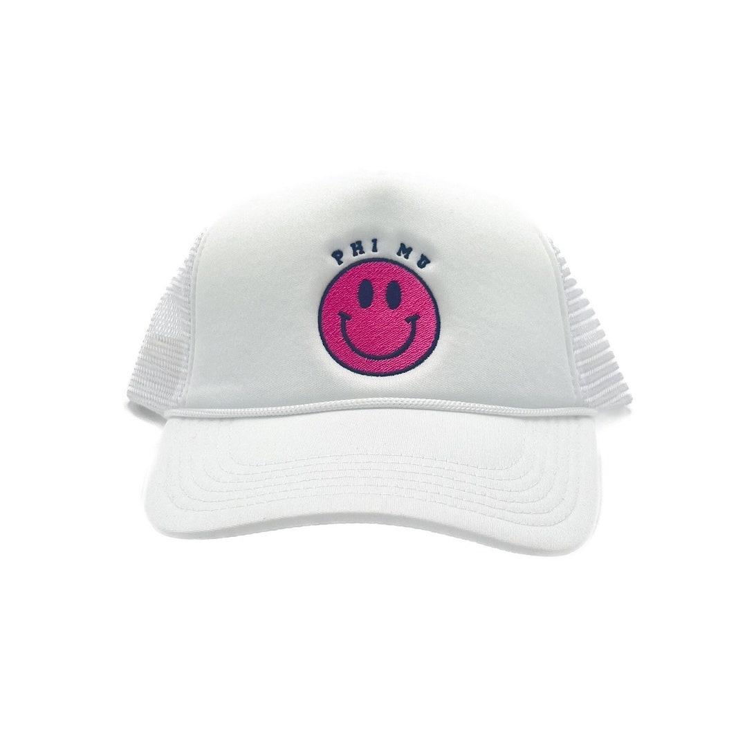 Phi Mu Hat || Phi Mu Embroidered Smiley Hat || Greek Hat || Sorority ...