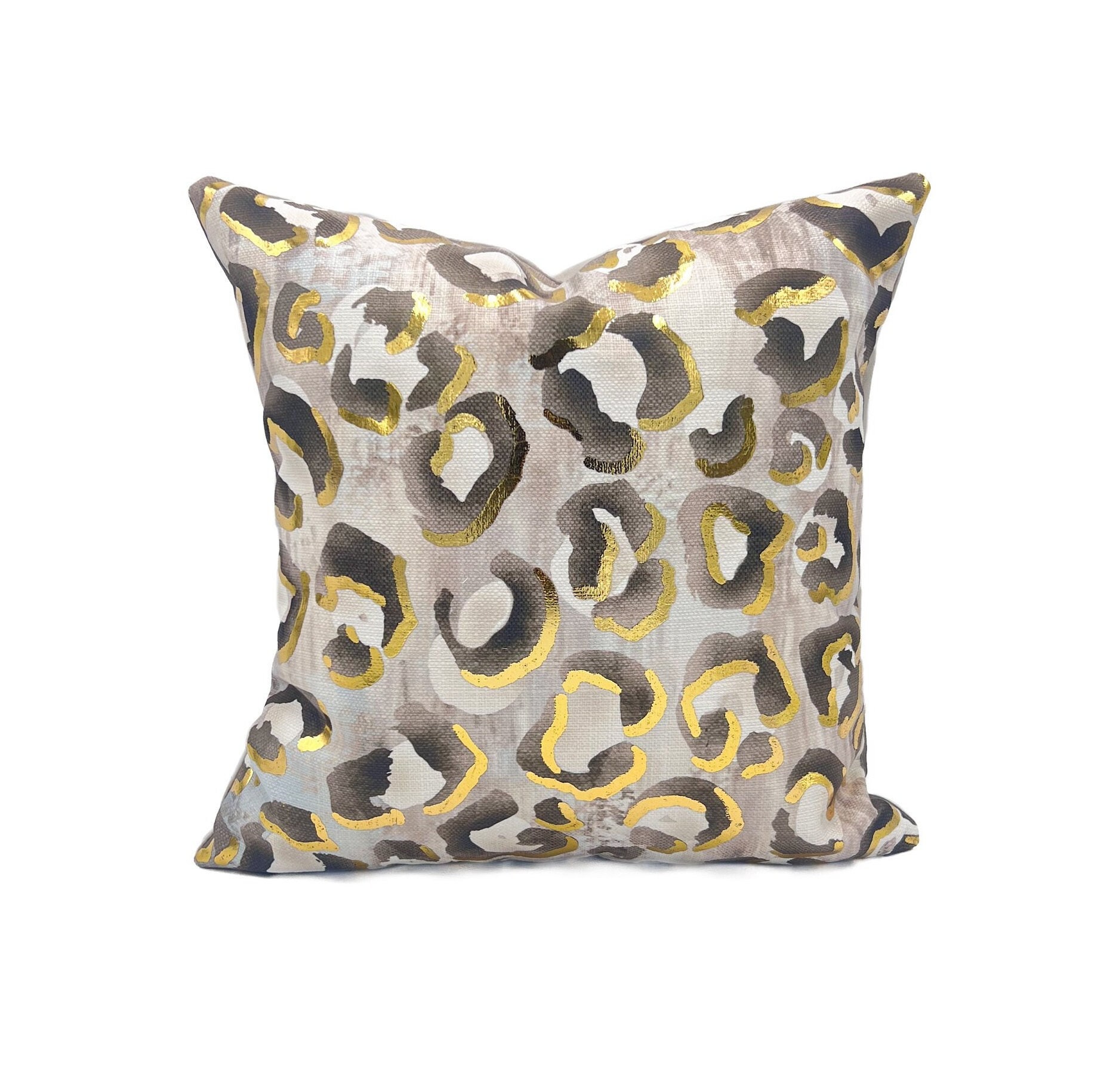 Leopard Print Pillow || Gold Foil Leopard Pillow || Leopard Decor - Etsy