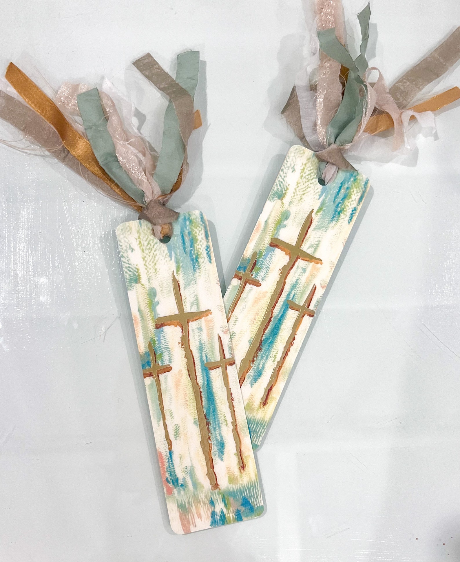 Bible Bookmark 3 Gold Crosses Bookmark Fine Art Bookmark - Etsy