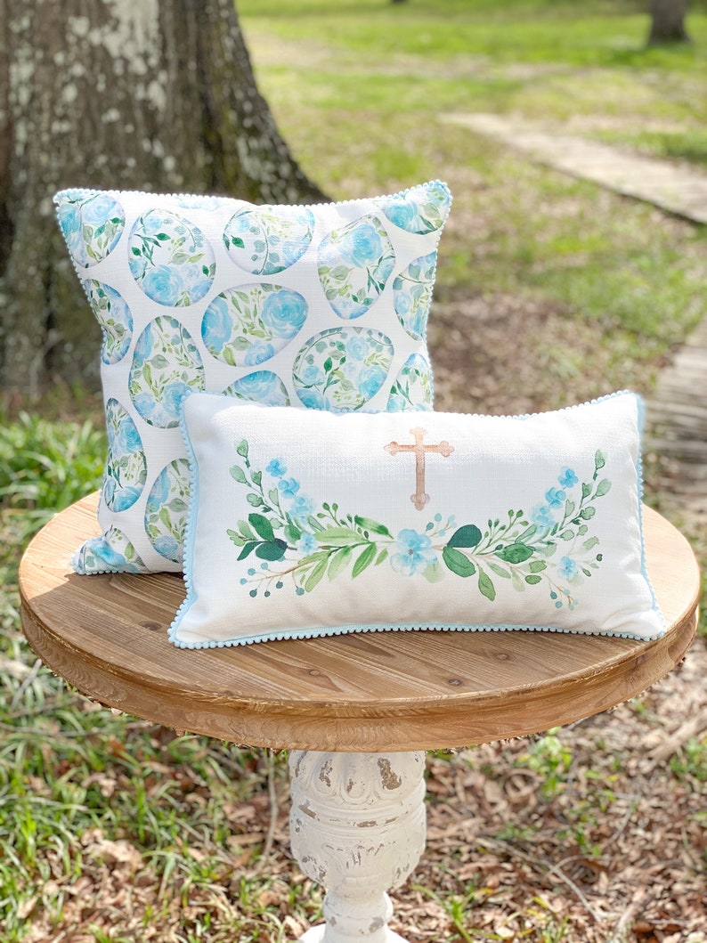 Easter Pillows Bunny Pillow Floral Egg Pillow Cross - Etsy