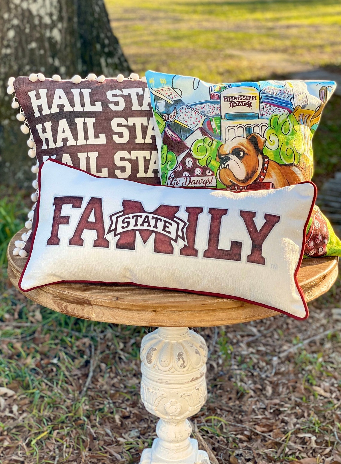 Mississippi State Pillow || MSU Collage Pillow || Bulldog Pillow ...