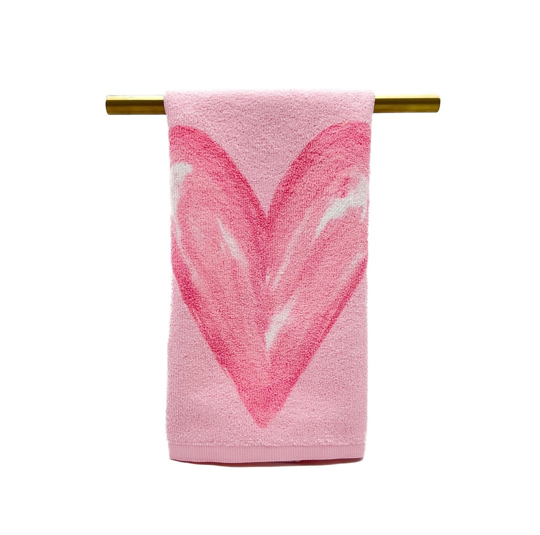 Pastel Pink Heart Tea Towel || Heart Kitchen Towel || Valentines Tea ...