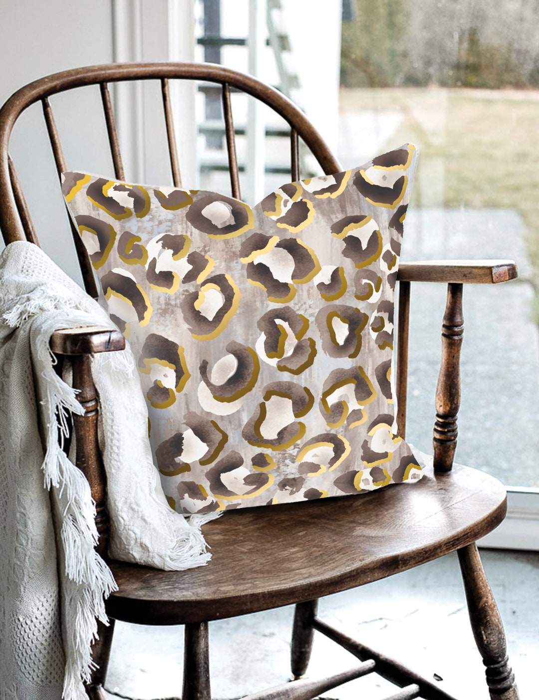 Leopard Print Pillow Gold Foil Leopard Pillow Leopard - Etsy