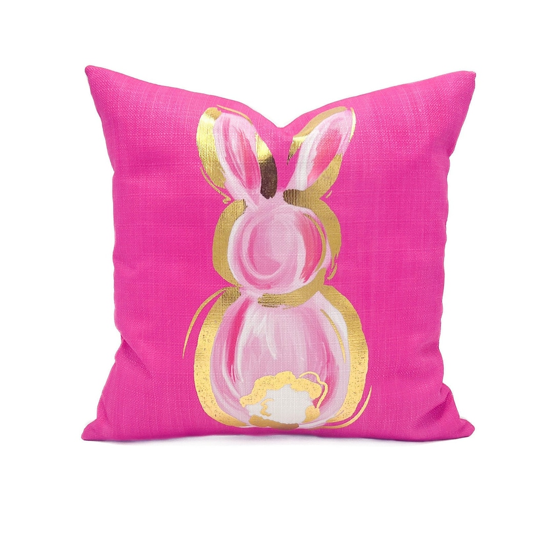 Gold Foil Pink Little Bunny Pillow || Bunny Pillow || Easter Decor ...