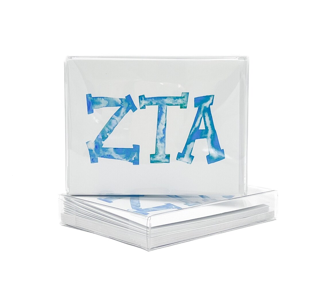 Zeta Tau Alpha Watercolor Folded Notes || ZTA Note Cards || Greek ...