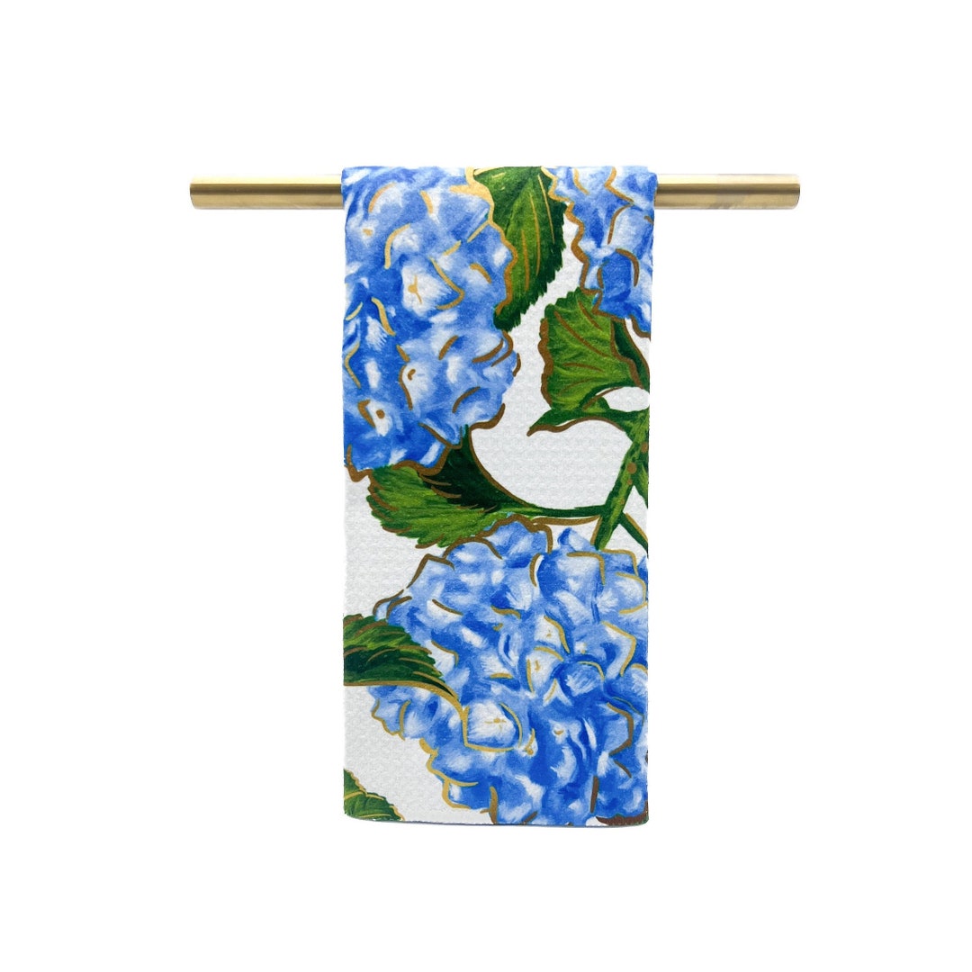 Blue Hydrangeas Tea Towel || Spring Kitchen Towel || Floral Hand Towel ...