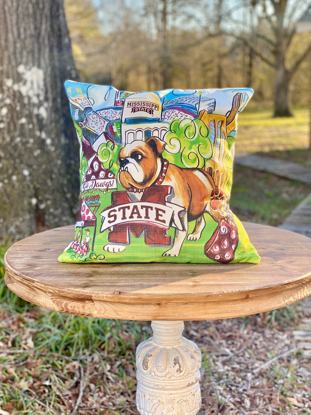 Mississippi State Pillow MSU Collage Pillow Bulldog Pillow Bully Pillow ...