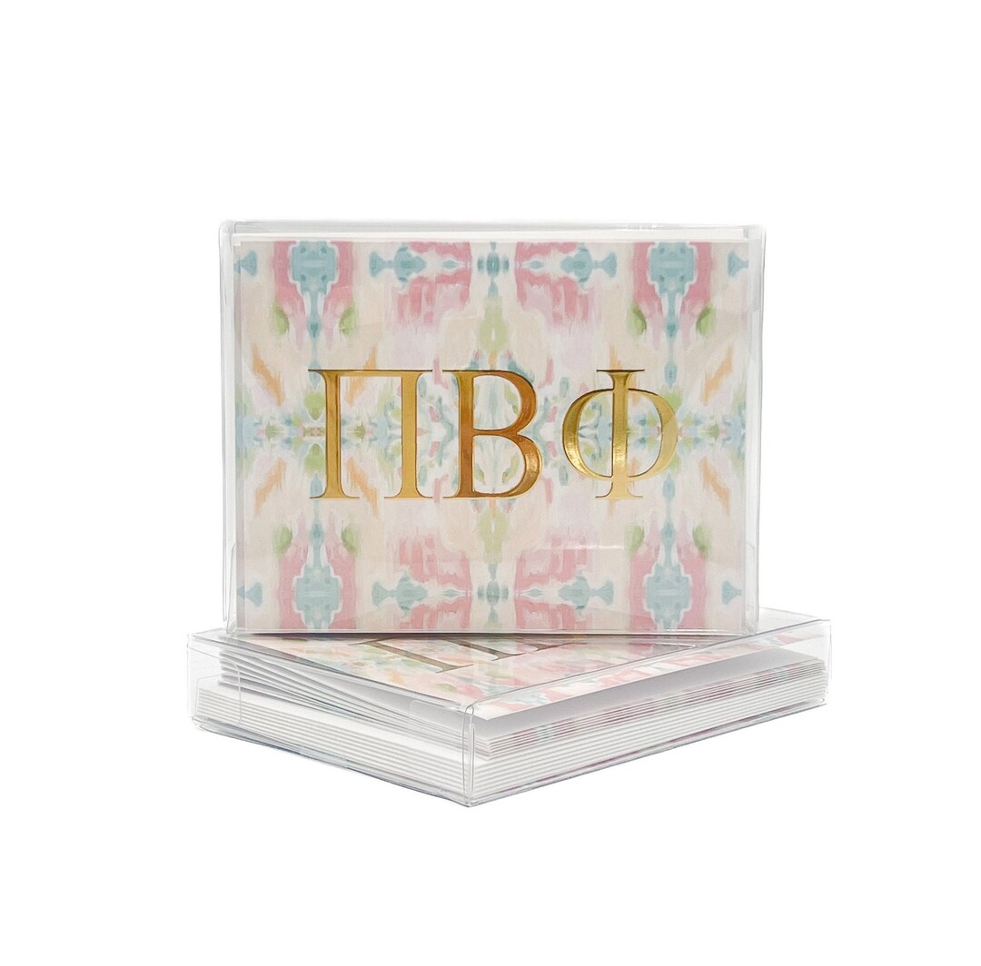 Pi Beta Phi Box of 8 Gold Foil Folded Notes PBP Note Cards Greek ...
