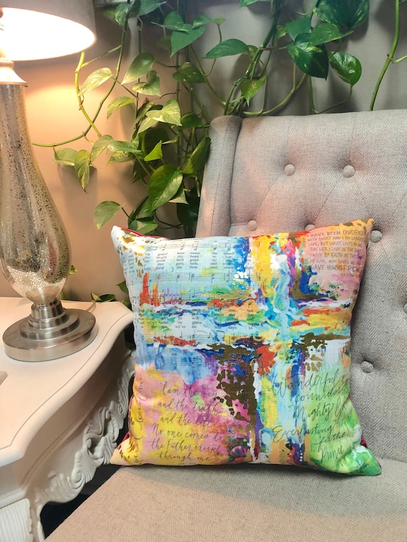 Colorful Cross Pillow Scripture Cross Pillow Cross Decor | Etsy