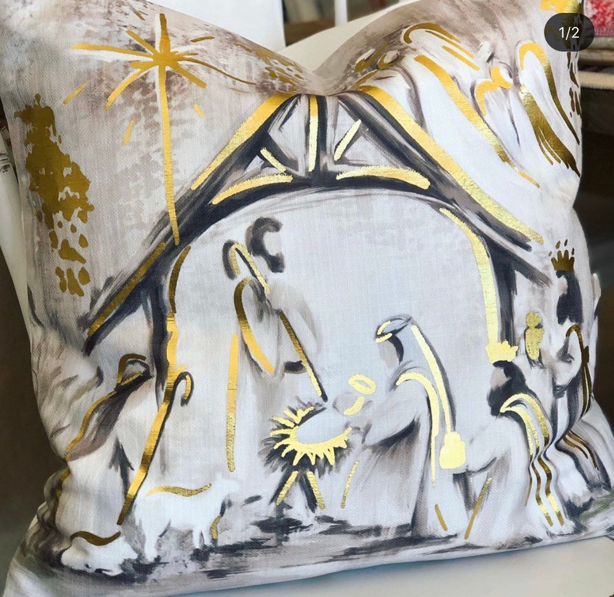 Gold Foil Nativity Pillow || Christmas Pillow || Gold Foil Pillow - 290 ...