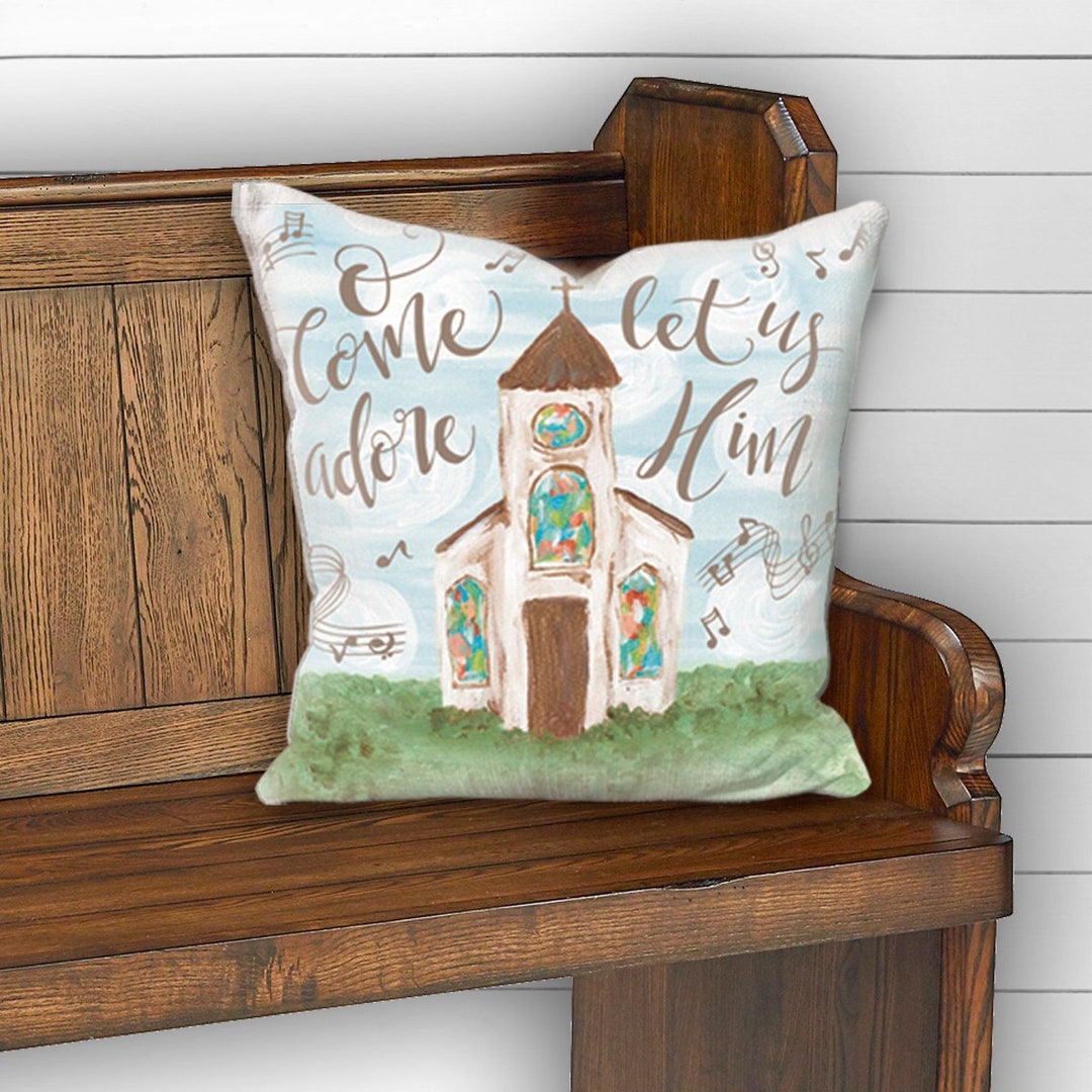 Hymn Pillow Little White Chapel Pillow Church Artwork Pillow - Etsy