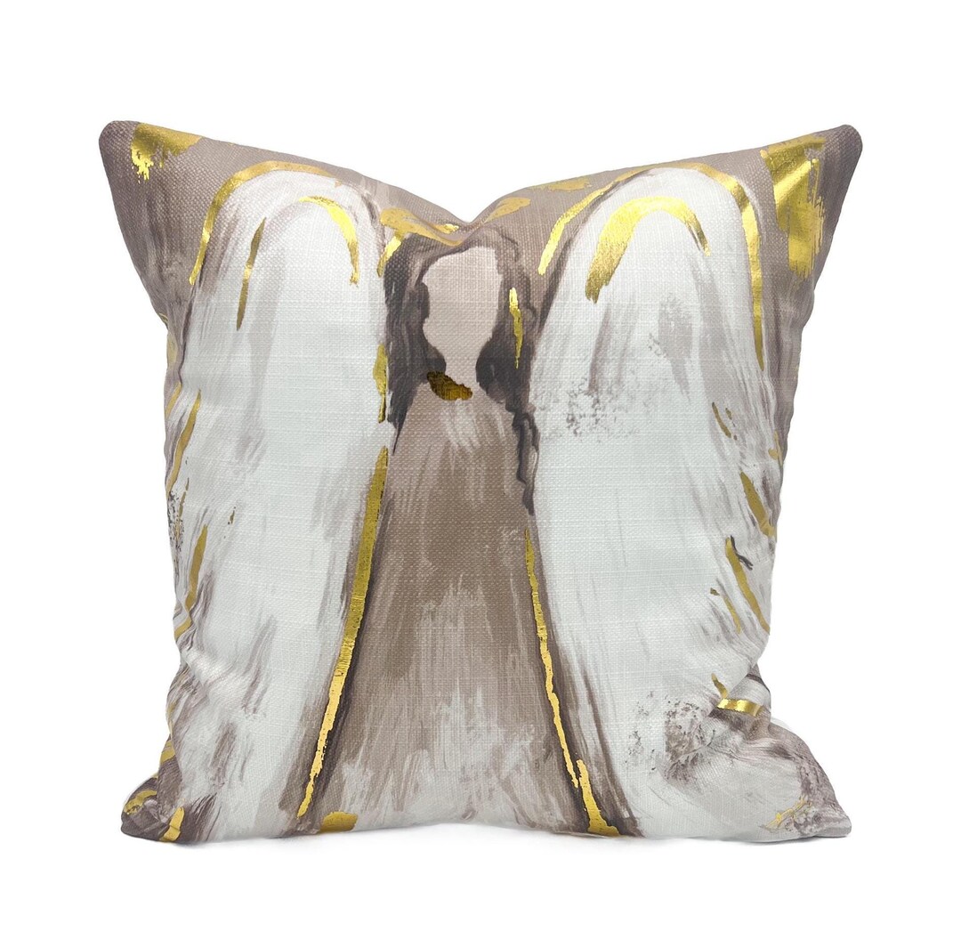 Gold Foil Angel of Worship Pillow || Neutral Angel Pillow || Gold Foil ...