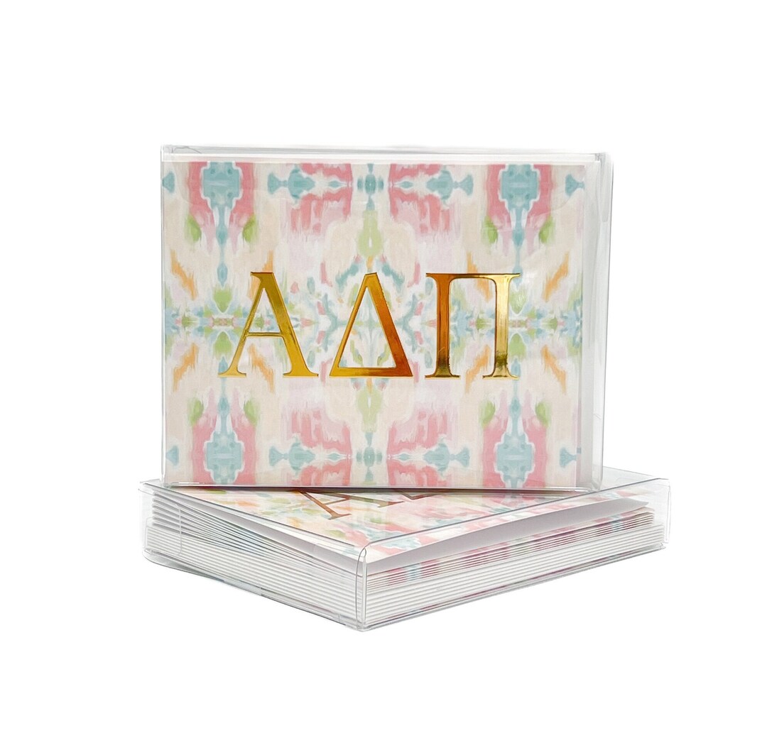 Kaleidoscope Alpha Delta Pi Box of 8 Gold Foil Folded Notes || Adpi ...
