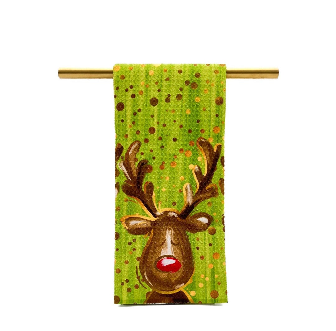 Classic Radiant Reindeer Kitchen Towel || Christmas Tea Towel ...
