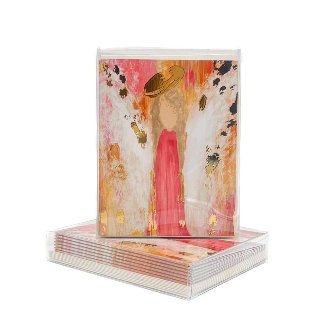 Gold Foil Angel of Love Folded Notes || Angel Stationary - 1223 - Etsy