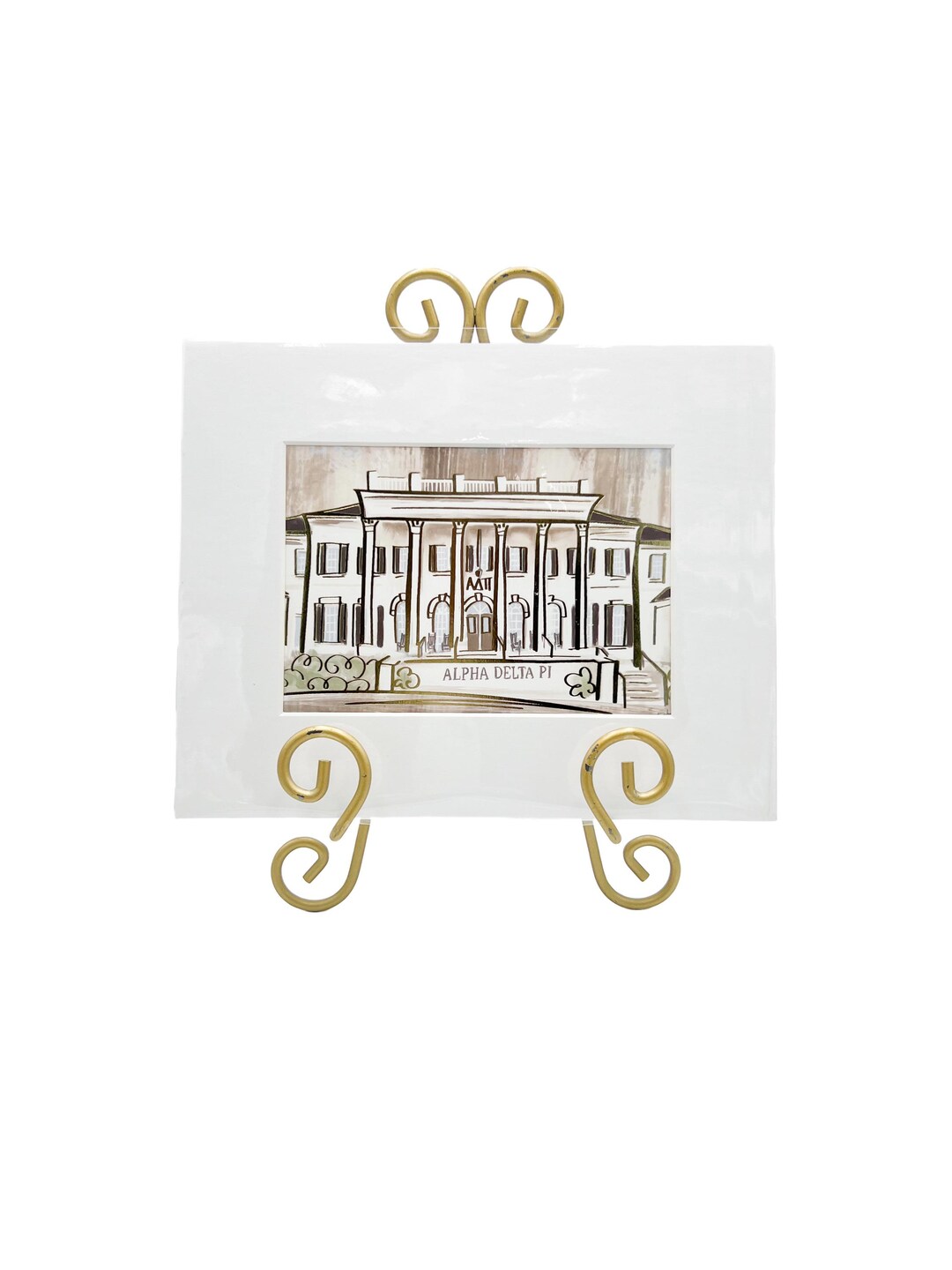 Gold Foil Alpha Delta Pi House Art Print || Adpi Sorority House Matted ...