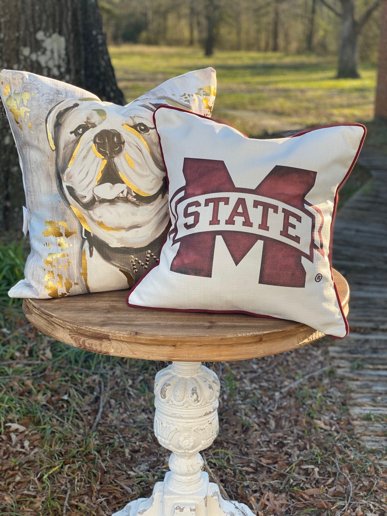 Mississippi State Pillow MSU Pillow Watercolor - Etsy