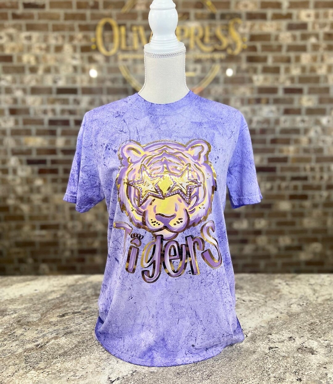 Gold Foil Tigers Tshirt Preppy Tiger Shirt Purple and Gold Tiger Shirt ...