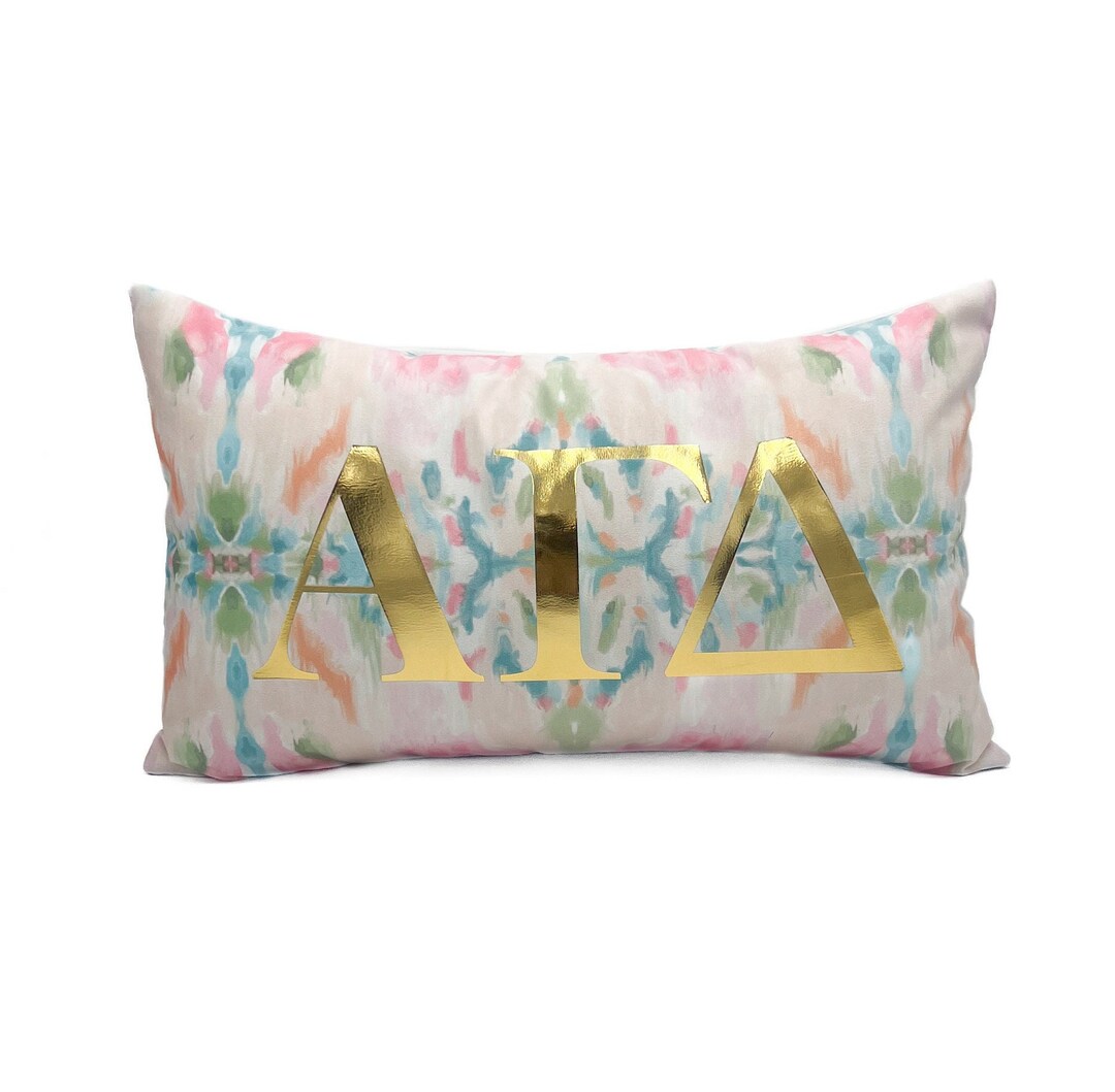 Gold Foil Alpha Gamma Delta Velvet Kaleidoscope Pillow || Sorority ...