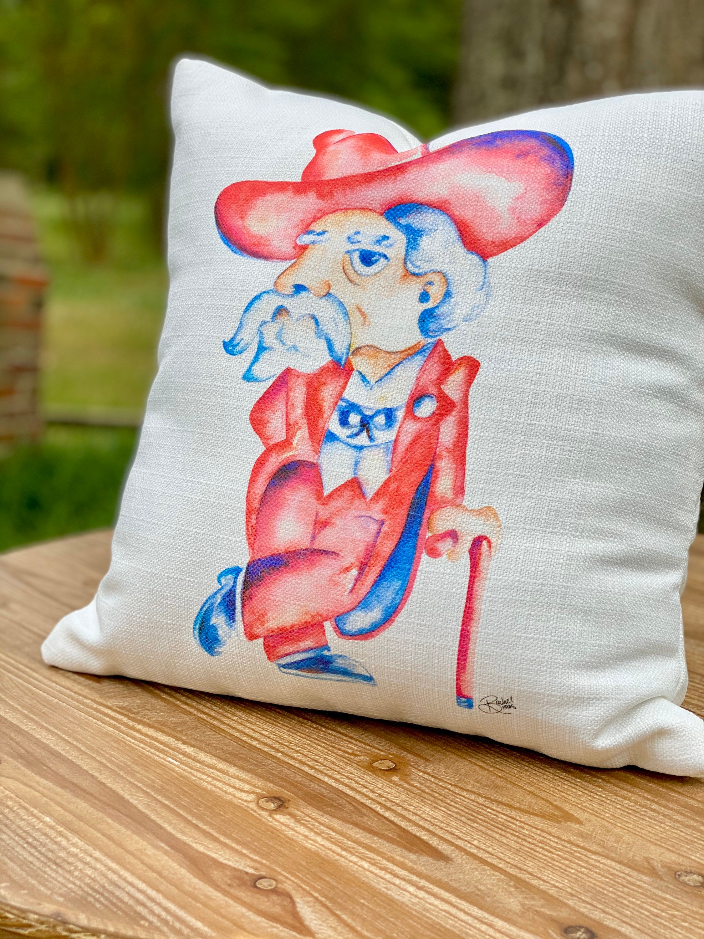 Colonel Rebel Pillow || Watercolor Colonel Rebel || Colonel Reb Art ...
