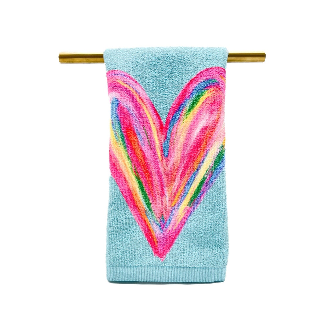 Colorful Heart Tea Towel || Heart Kitchen Towel || Valentines Tea Towel ...