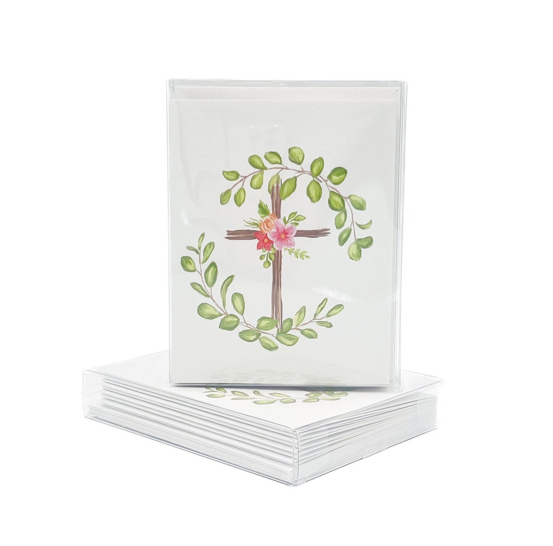 Greenery Cross Folded Notes || Cross Stationary - 743 - Etsy