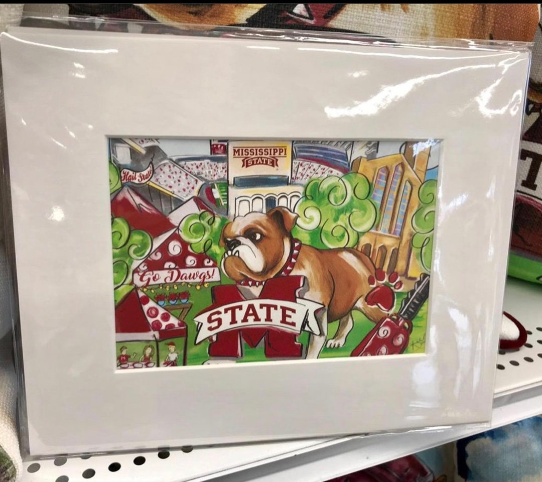 Mississippi State College Print 5x7 MSU Bulldog Collage Fine Art Matted ...