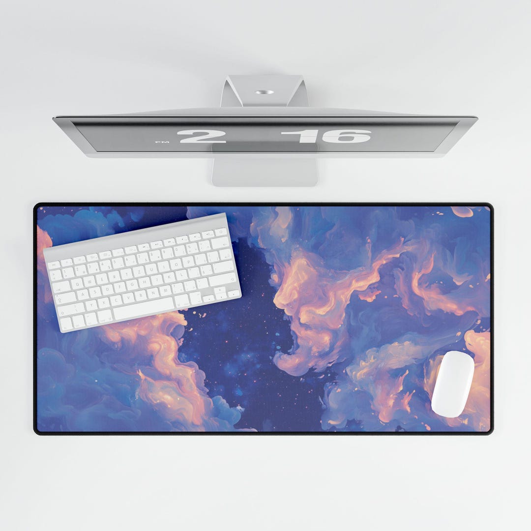 Galaxy Pastel Desk Mat, Sky Clouds Office Accessories, Space Theme Desk ...