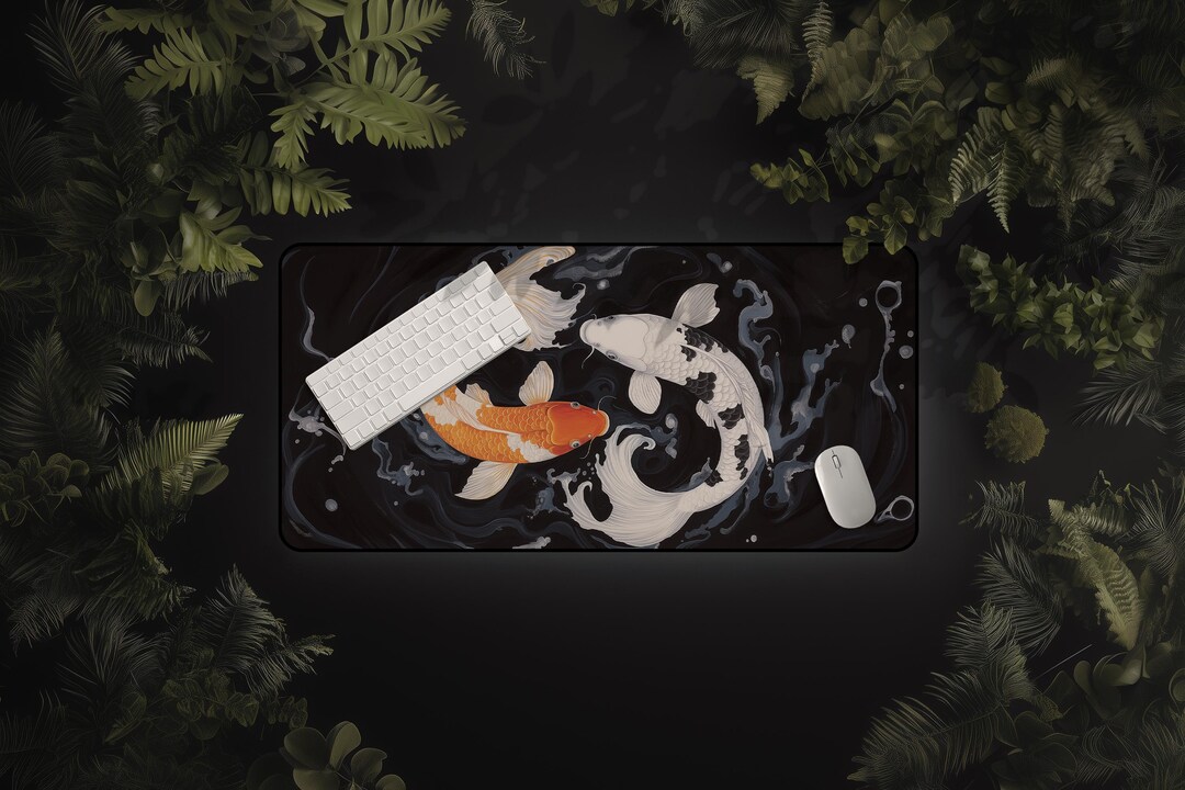 Desk Mats, Japanese Koi Design, Desk Accessory, Desk Decor, Office ...