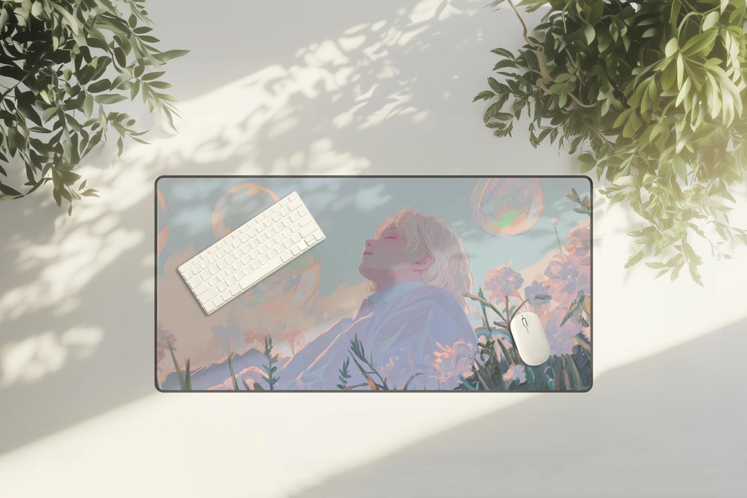 Daydream Bubble Bliss Desk Mat / Soft Pastel Anime Aesthetic, Tranquil ...